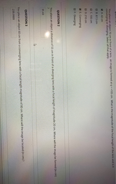 Solved You place an object 70 cm in front of a lens. an | Chegg.com