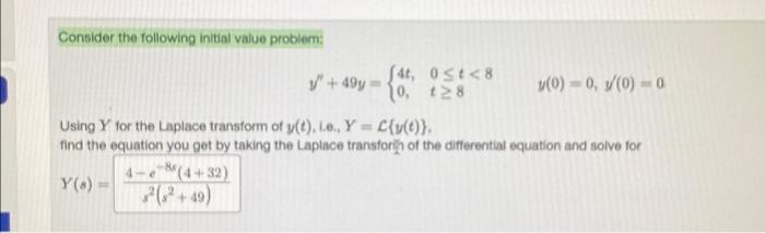 Solved Consider the following initial value problem: (4t, | Chegg.com