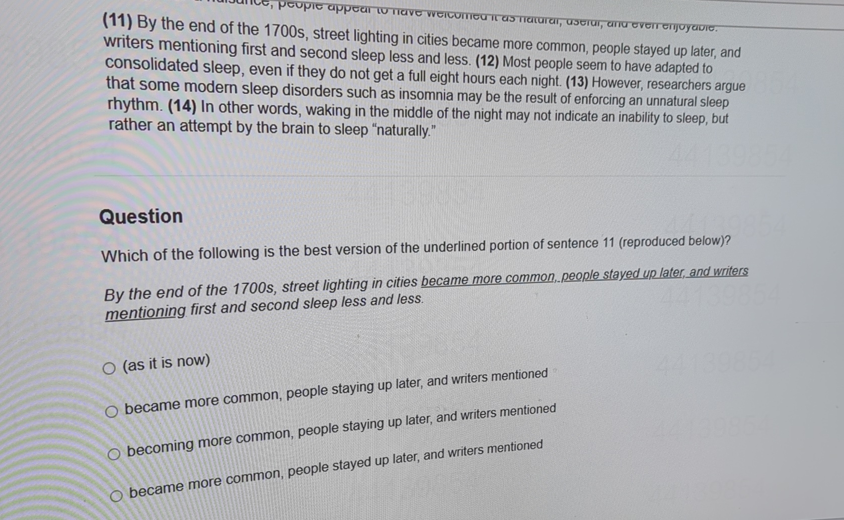 Solved (11) ﻿By the end of the 1700s ﻿s street lighting in | Chegg.com