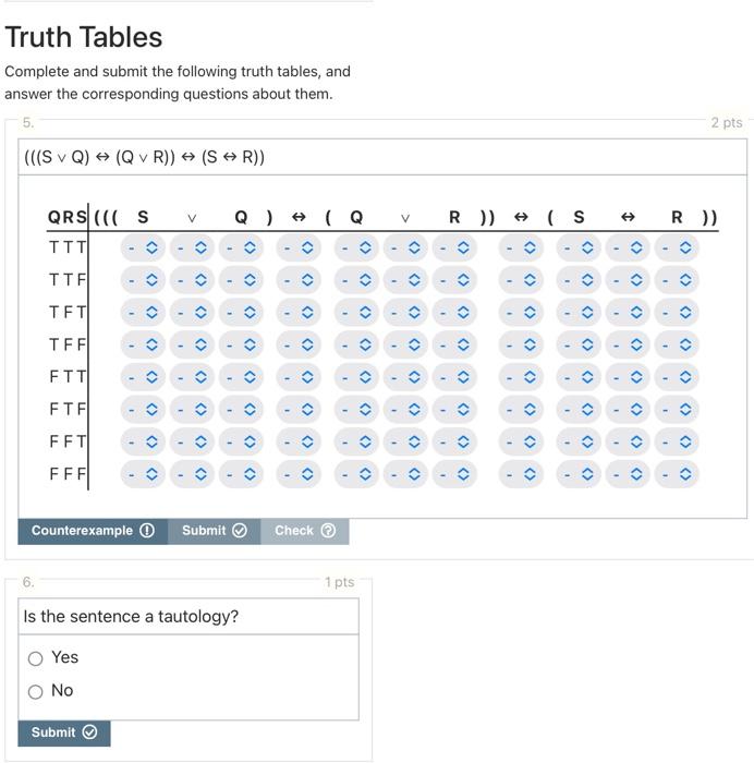 Truth Tables Complete and submit the following truth | Chegg.com