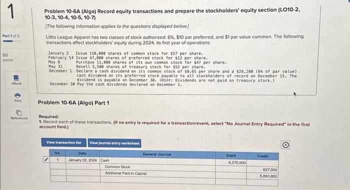Solved 1 Part 1 of 2 50 points eBook Print References | Chegg.com