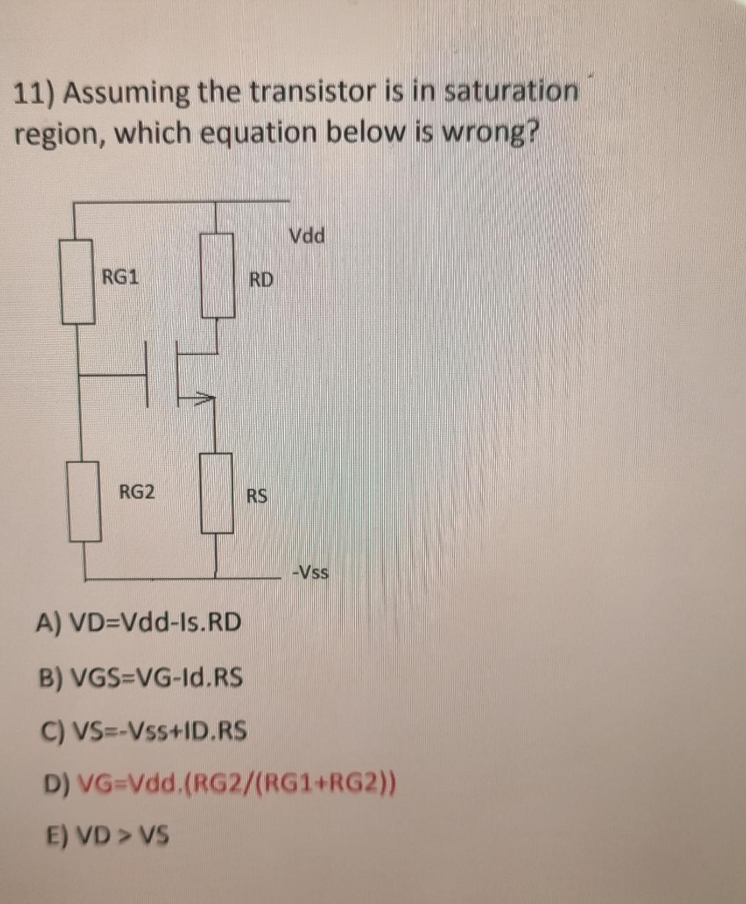 Solved Assuming the transistor is in saturation region, | Chegg.com