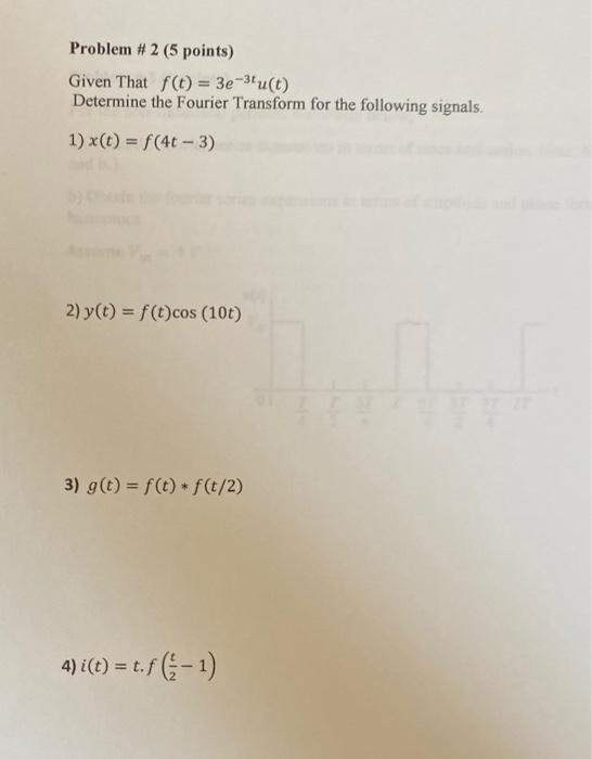 Solved Problem \# 2 (5 points) Given That f(t)=3e−3tu(t) | Chegg.com