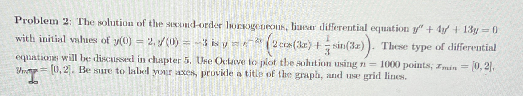 Solved Problem 2: The solution of the second-order | Chegg.com
