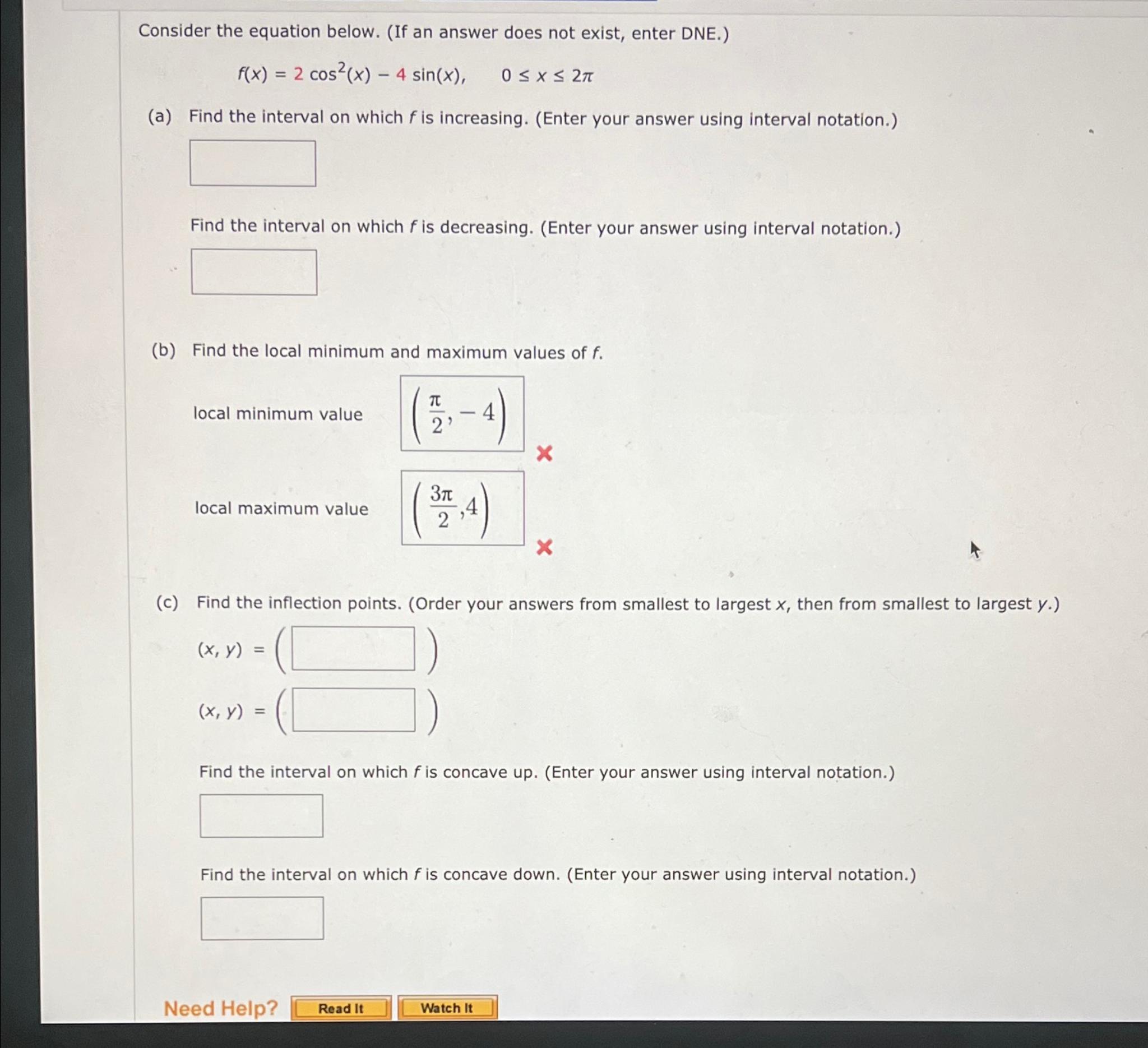 Solved Consider the equation below. (If an answer does not | Chegg.com