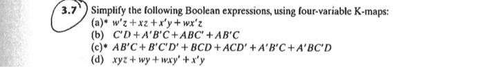 Solved .5) Simplify the following Boolean functions, using | Chegg.com