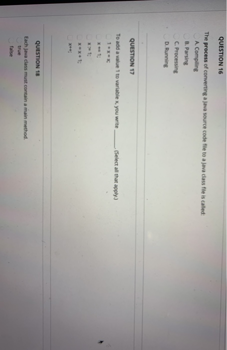 Solved QUESTION 16 The process of converting a java source | Chegg.com