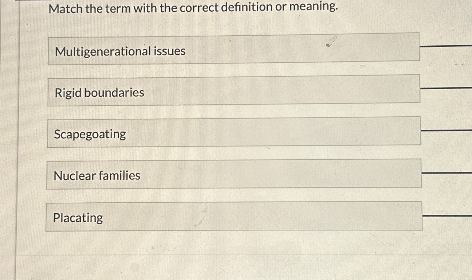 Solved Match the term with the correct definition or | Chegg.com