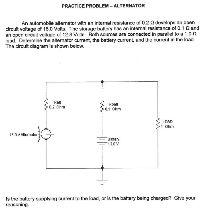 Solved An automobile alternator with an internal resistance | Chegg.com