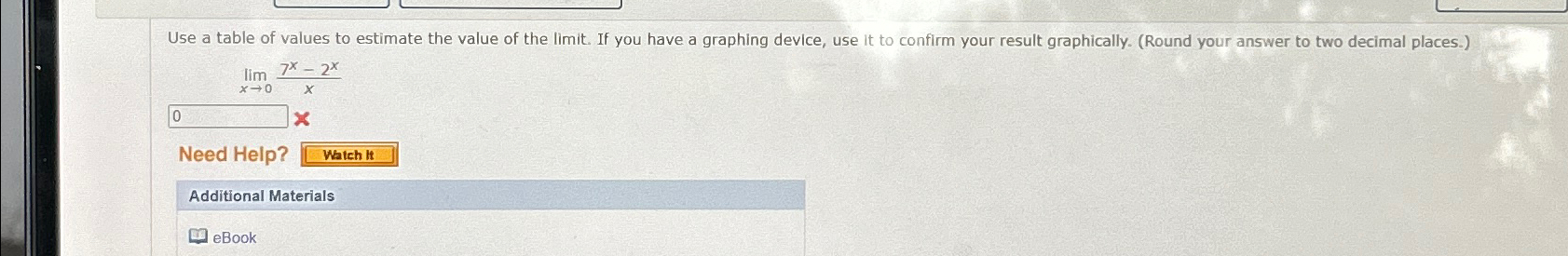 Solved Use a table of values to estimate the value of the | Chegg.com