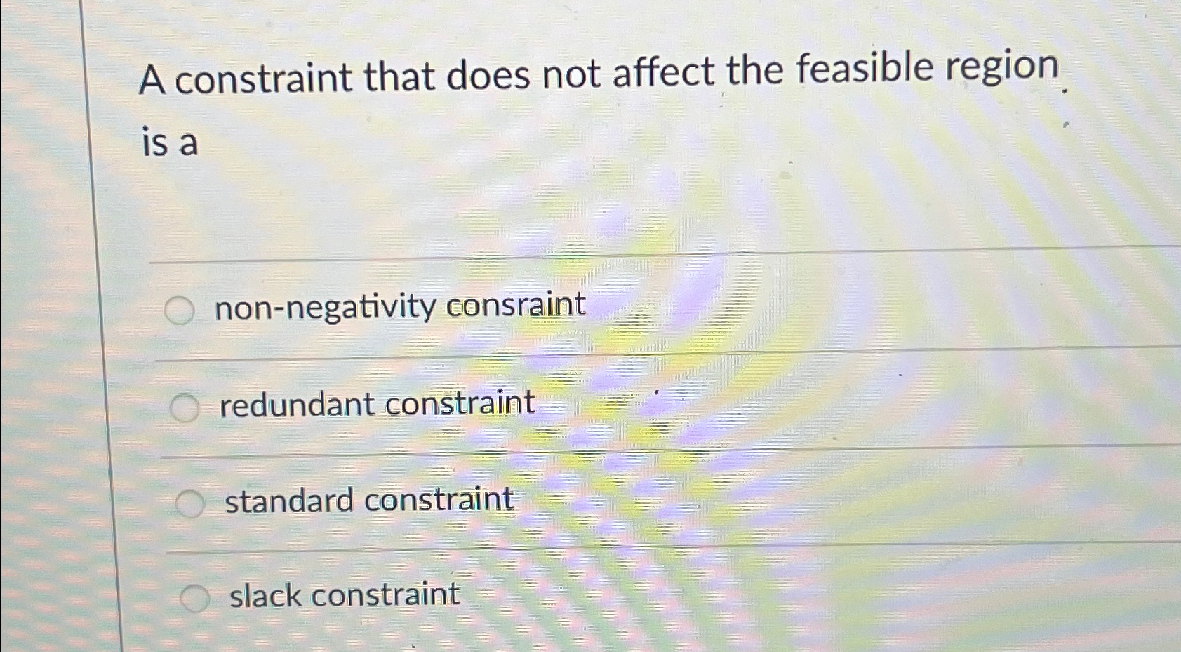 Solved A constraint that does not affect the feasible | Chegg.com