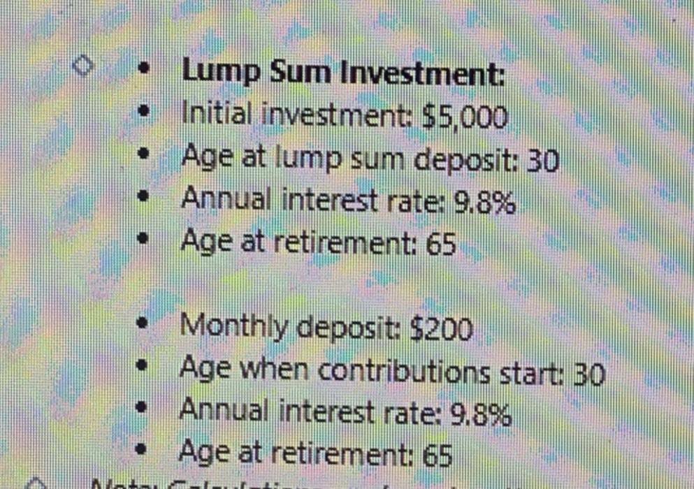 Solved Lump Sum Investment: Calculate the total amount of | Chegg.com