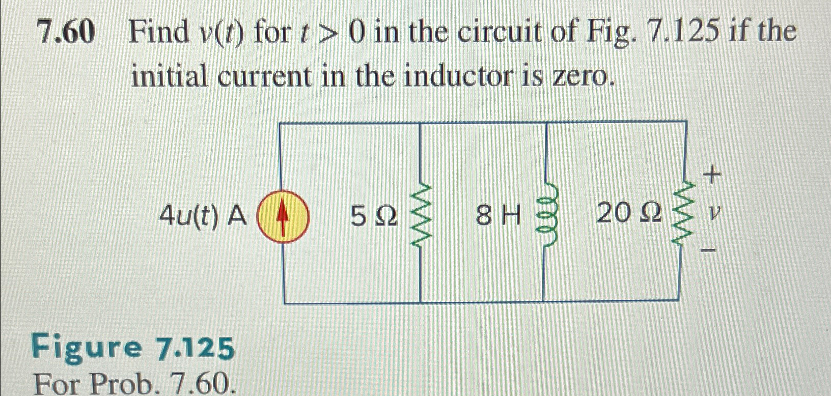 Solved 7.60 ﻿Find v(t) ﻿for t>0 ﻿in the circuit of Fig. | Chegg.com