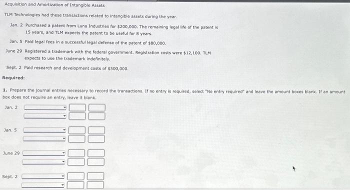 Solved Acquisition and Amortization of Intangible Assets TUM | Chegg.com