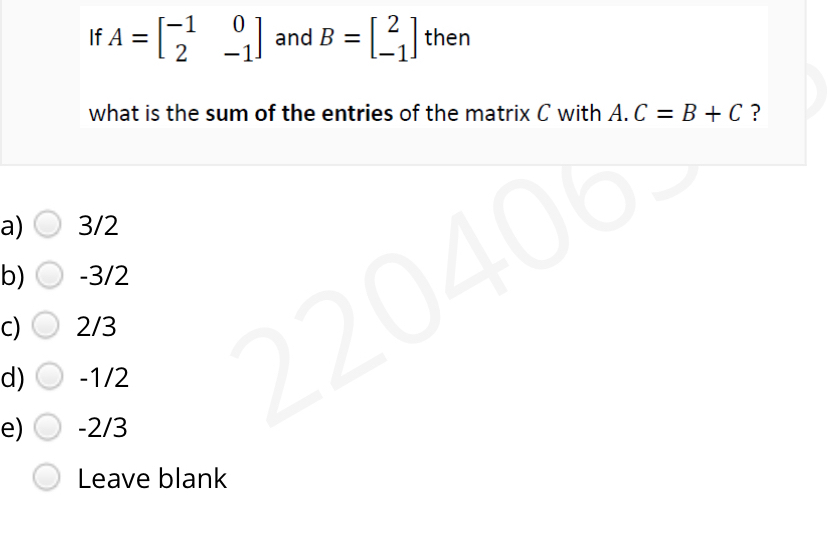 Solved If A=[-102-1] ﻿and B=[2-1] ﻿thenwhat is the sum of | Chegg.com