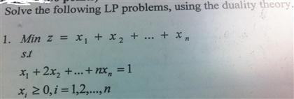 Solved Solve the following LP problems, using the duality | Chegg.com