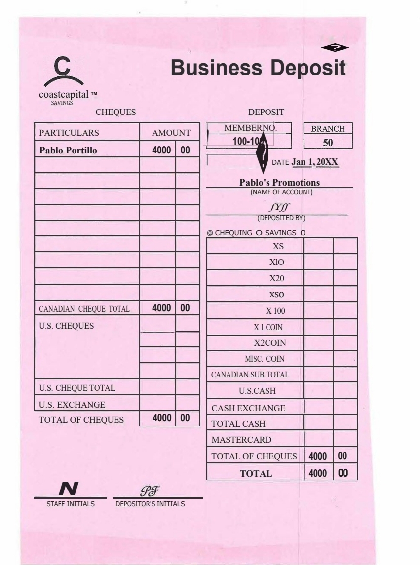 Solved Coastcapital t™PARTICULARSCHEQUESPablo | Chegg.com