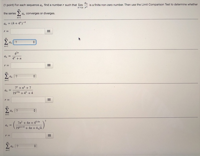 Solved (1 point) For each sequence a, find a number r such | Chegg.com