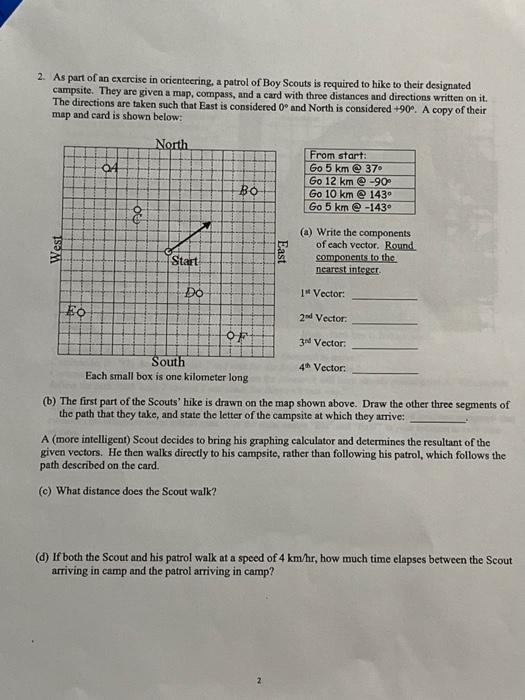 Solved 2. As part of an excreise in orienteering, a patrol | Chegg.com