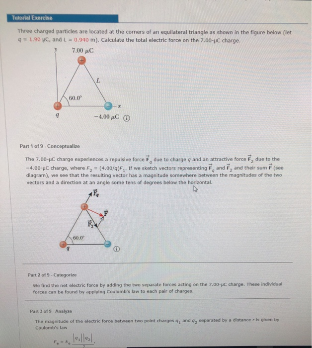 Solved Tutorial Exercise Three charged particles are located | Chegg.com