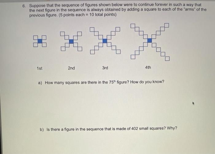 Solved 6. Suppose that the sequence of figures shown below | Chegg.com