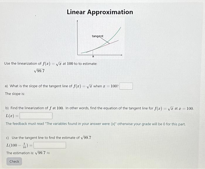 Solved Linear Approximation Use The Linearization Of Fxx 8248