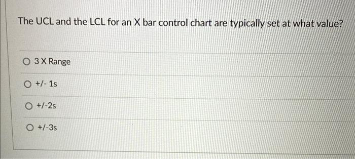 Solved The UCL and the LCL for an X bar control chart are | Chegg.com