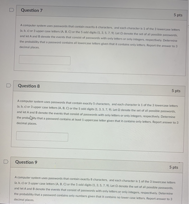 Solved Question 7 5 Pts A Computer System Uses Passwords