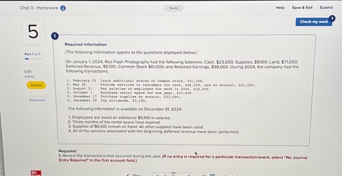 Solved Chpt 3 Homework 5 Part 1 of 5 0.61 points Skipped | Chegg.com