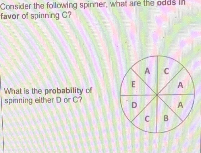 Solved Consider the following spinner, what are the odds in | Chegg.com