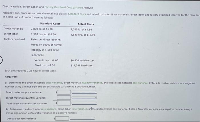 Solved Direct Materiais, Direct Labor, and Factory Overhead | Chegg.com