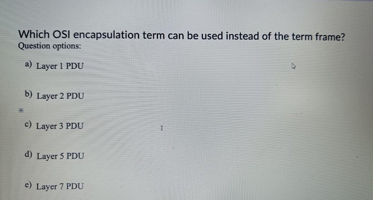 Solved Which Osi Encapsulation Term Can Be Used Instead Of