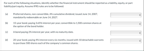 Solved For each of the following situations, identify | Chegg.com