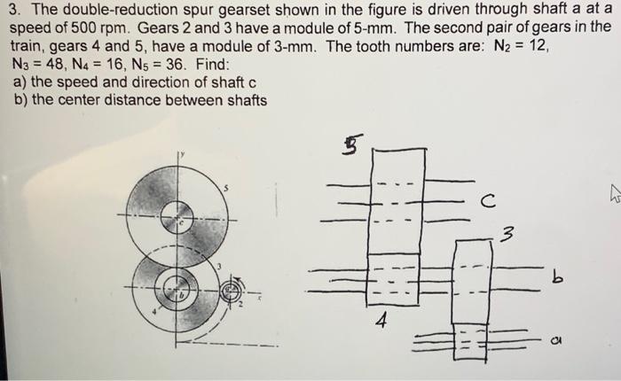 Solved 3. The double-reduction spur gearset shown in the | Chegg.com
