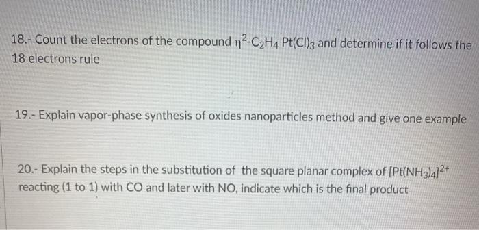 Solved 18.- Count the electrons of the compound 12 C2H4 | Chegg.com
