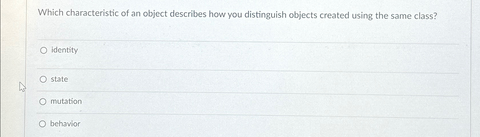 Solved Which characteristic of an object describes how you | Chegg.com