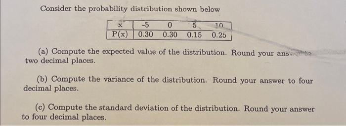 Solved Consider the probability distribution shown below (a) | Chegg.com