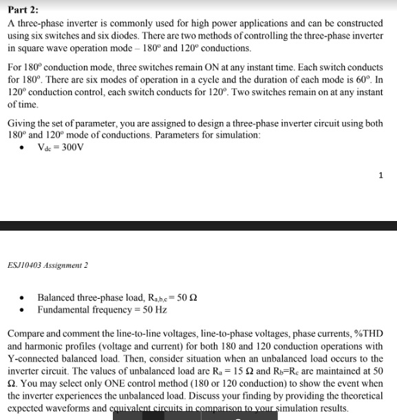 Solved Part 2:A three-phase inverter is commonly used for | Chegg.com