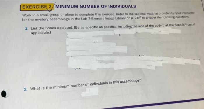 | EXERCISE 2 MINIMUM NUMBER OF INDIVIDUALS Work in | Chegg.com