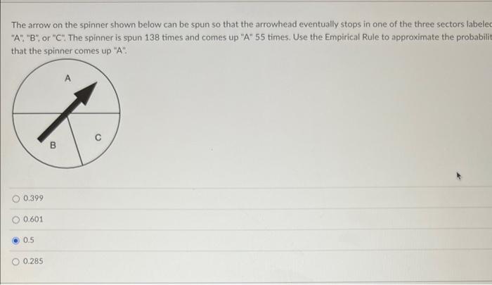 Solved The arrow on the spinner shown below can be spun so | Chegg.com