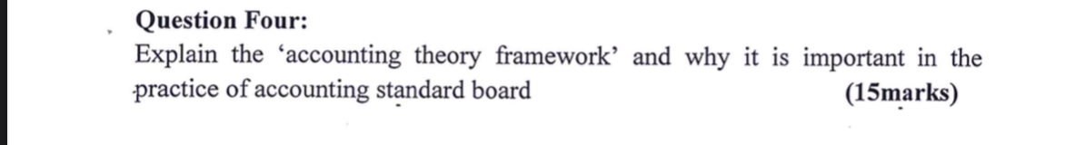 Solved Question Four:Explain the 'accounting theory | Chegg.com