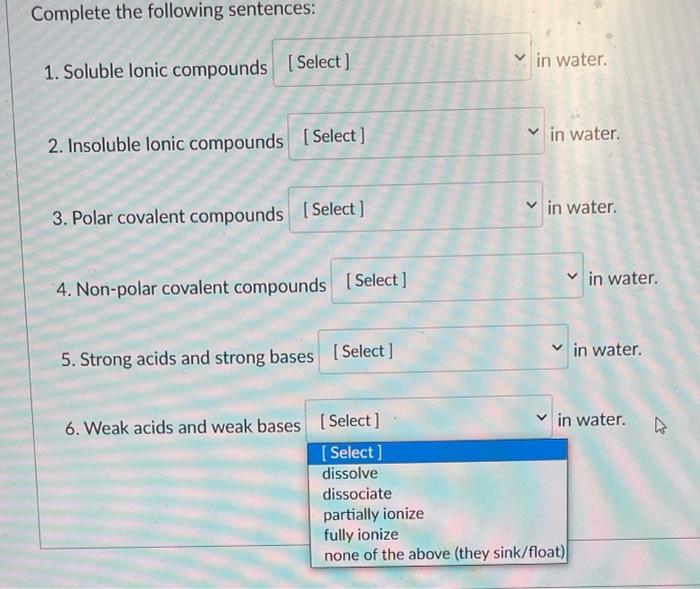 Solved 1. Soluble lonic compounds in water. 2. Insoluble | Chegg.com
