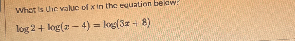 Solved What is the value of x ﻿in the equation | Chegg.com