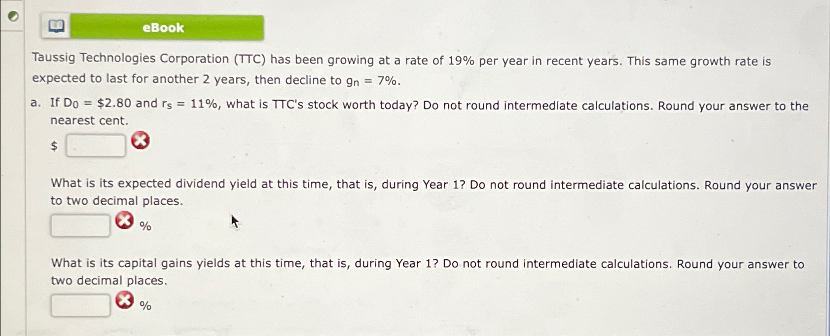 Solved eBookTaussig Technologies Corporation (TTC) ﻿has been | Chegg.com