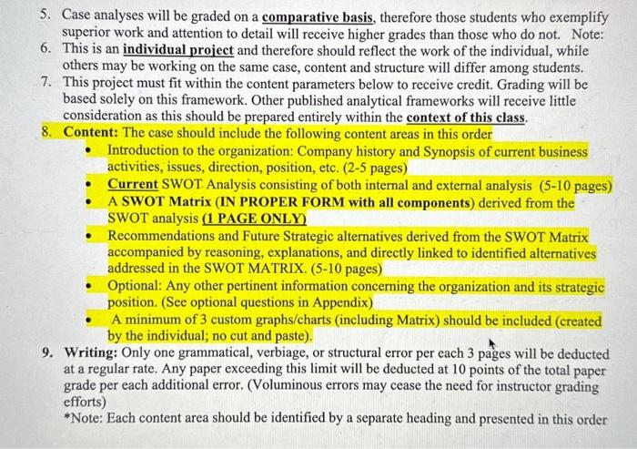 Solved Individual SWOT Analysis Instructions The SWOT | Chegg.com