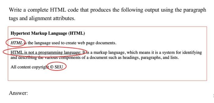 Solved Write a complete HTML code that produces the | Chegg.com