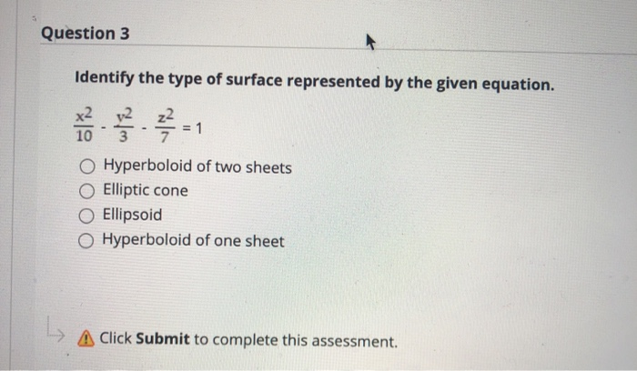 Solved Question 3 Identify the type of surface represented | Chegg.com