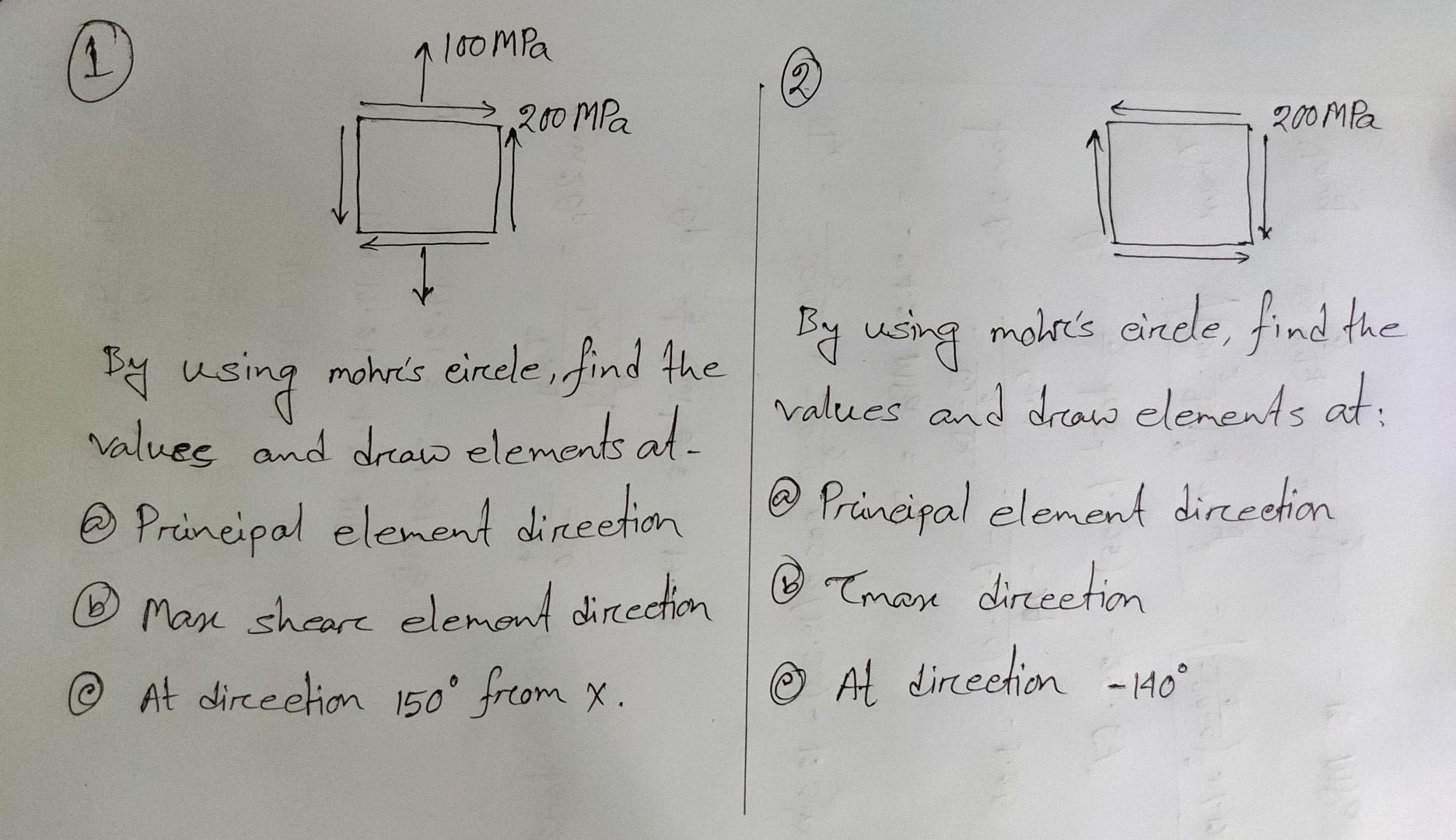 Solved 1) 100 MPa 200 MPa 200 MPa 0 By using mohres eircele, | Chegg.com