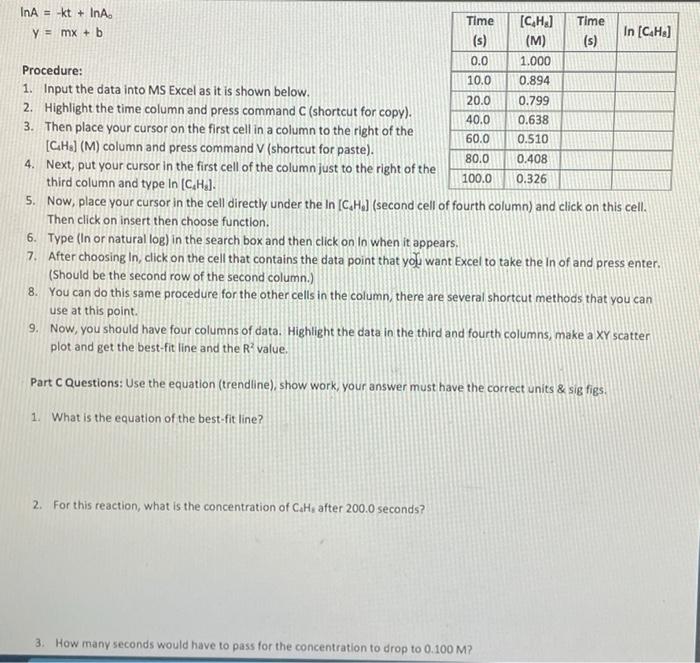 Solved Part C: A student collected data for a simple first | Chegg.com