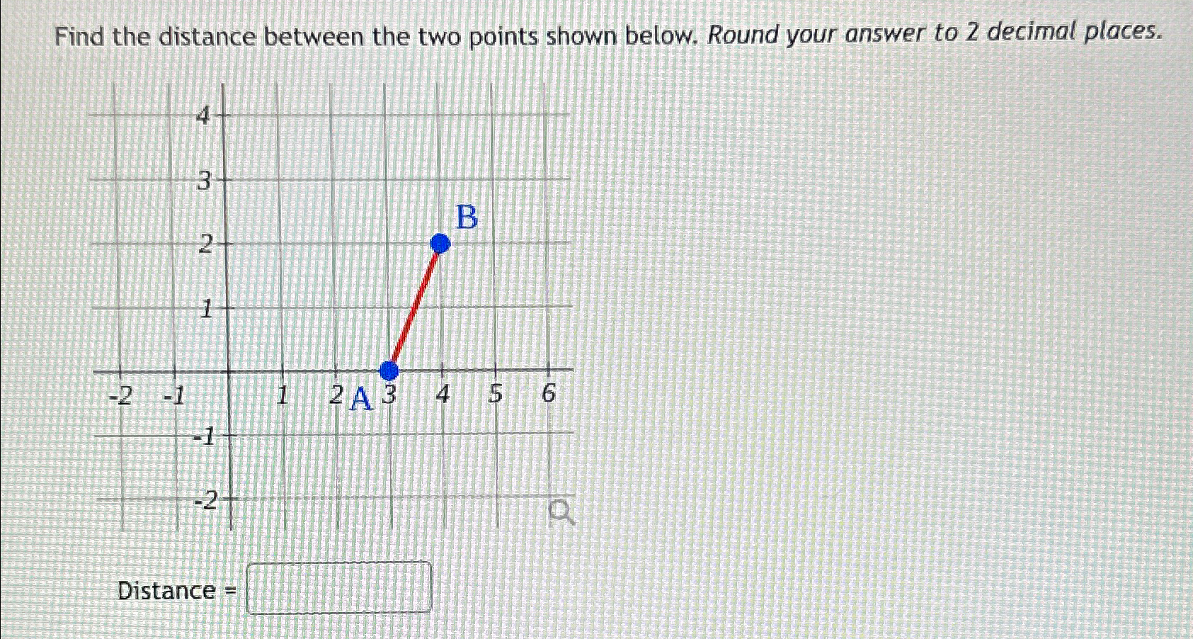 Solved Find the distance between the two points shown below. | Chegg.com